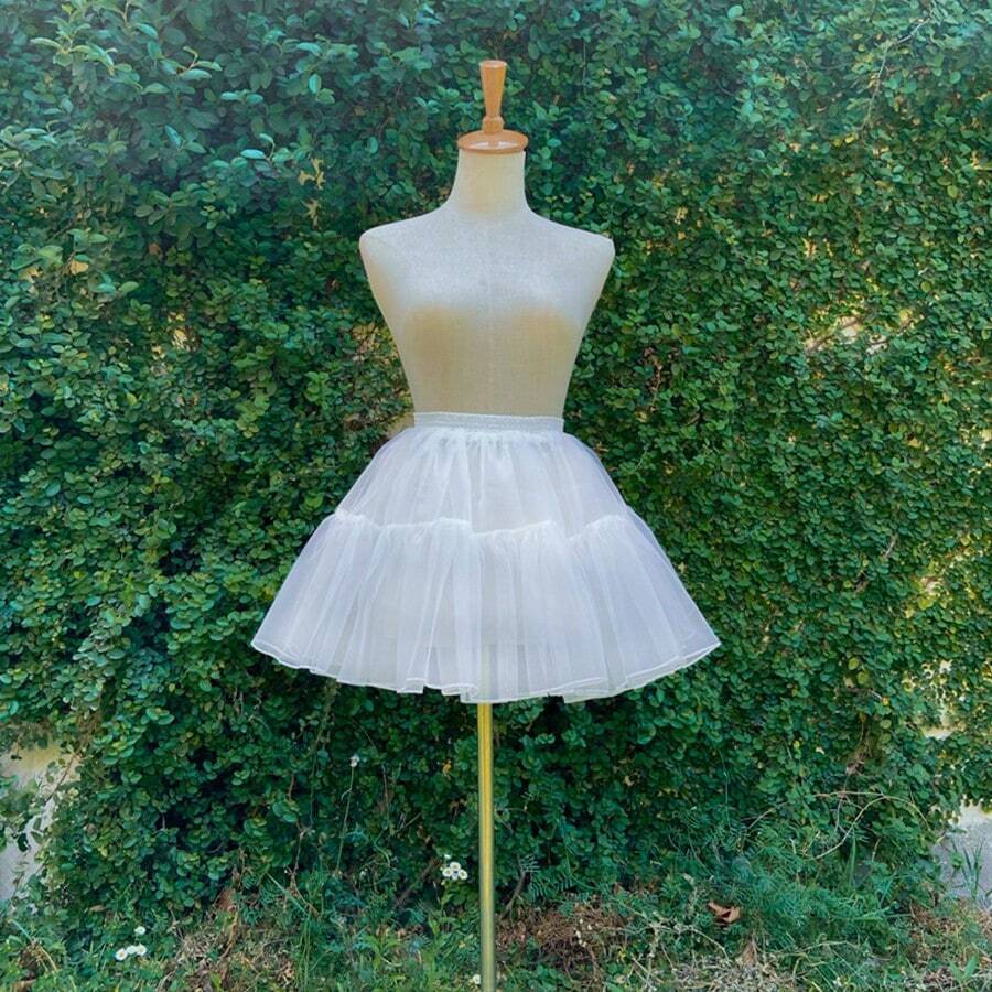Lolita Dress Petticoat 35cm Boneless Soft Tulle Mini Skirt Pannier For ...