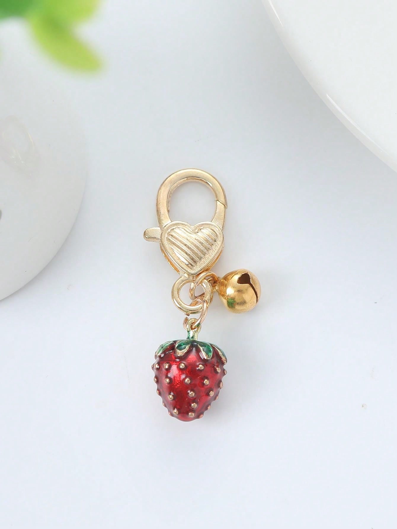 1pcs 3D Strawberry Red Heart Keychain For Women Girl bag Jewelry Fruit ...