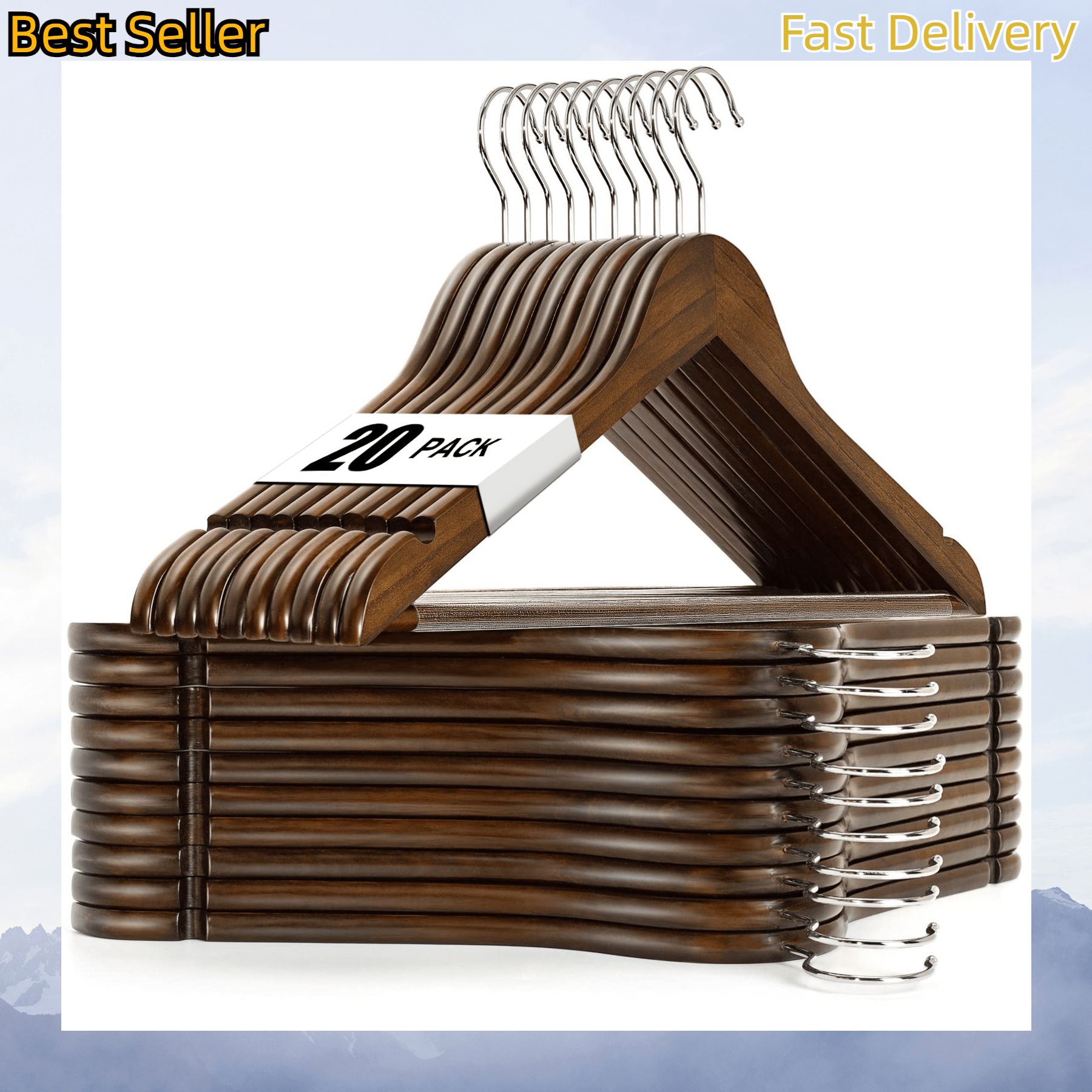 HOUSE DAY Wood Hangers, Clothes Hangers, Wooden Hanger, Premium Coat ...