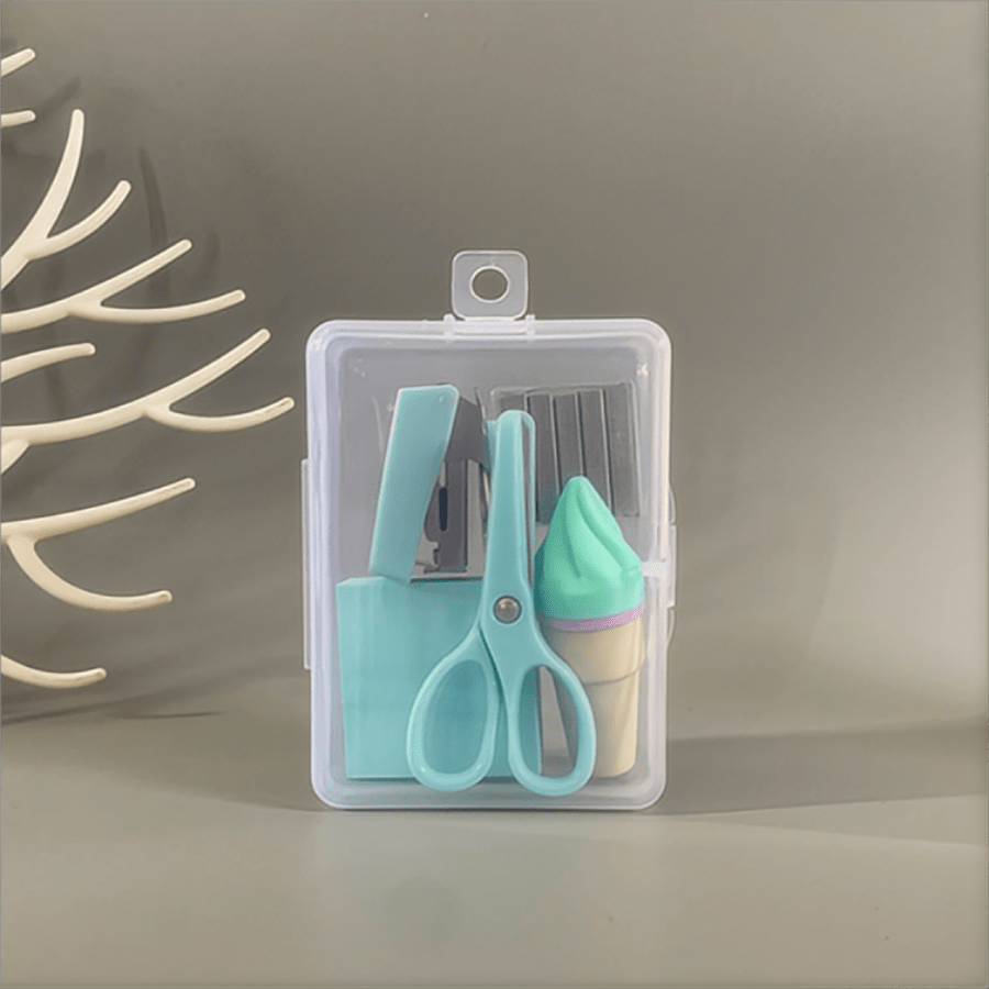 5pcs Ice Cream Shaped Macaron Stationery Set (stapler, Scissors, Sticky ...