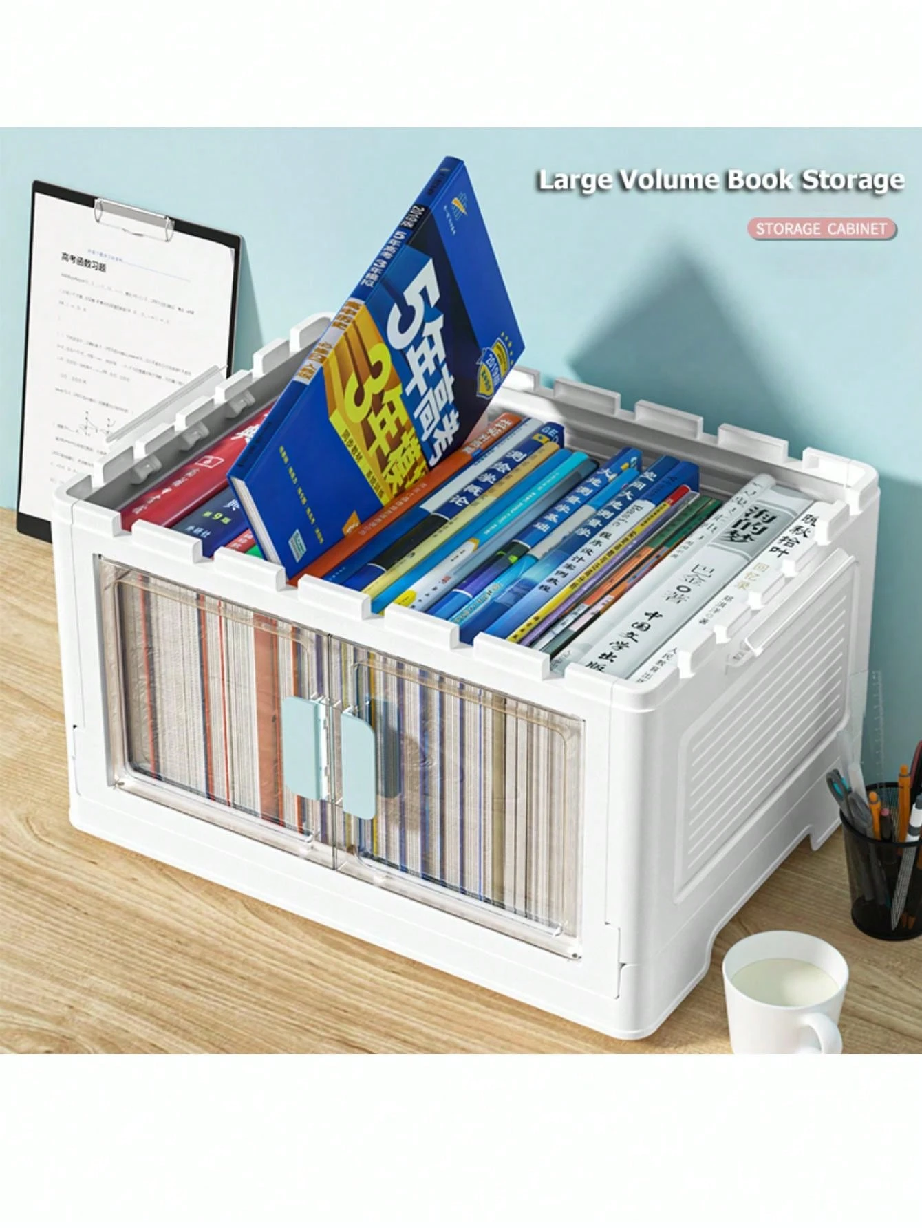 Large Capacity Single Door Open Storage Box With Lid, Wheels, Stackable ...