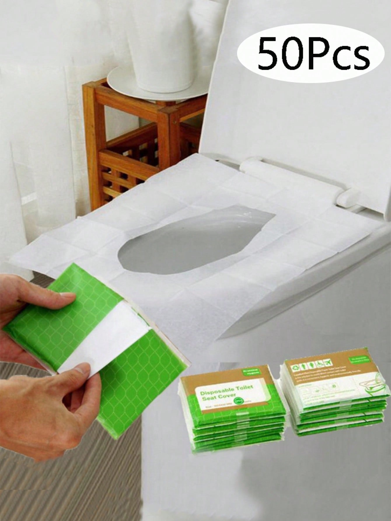 50pcs disposable toilet cover, portable travel business toilet pad ...