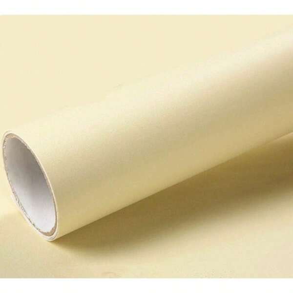 Cream Yellow Solid Color Matte Textured Vinyl Peel and Stick Wallpaper ...
