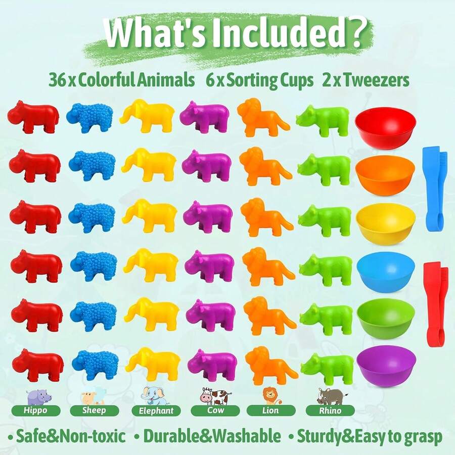 Counting Animals Matching Games Sensory Toys With Sorting Bowls ...