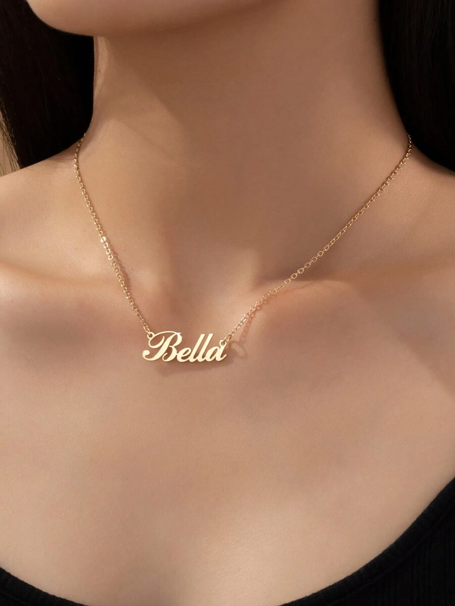 1pc Metallic Simple Letter Bella Name Pendant Necklace | SHEIN USA