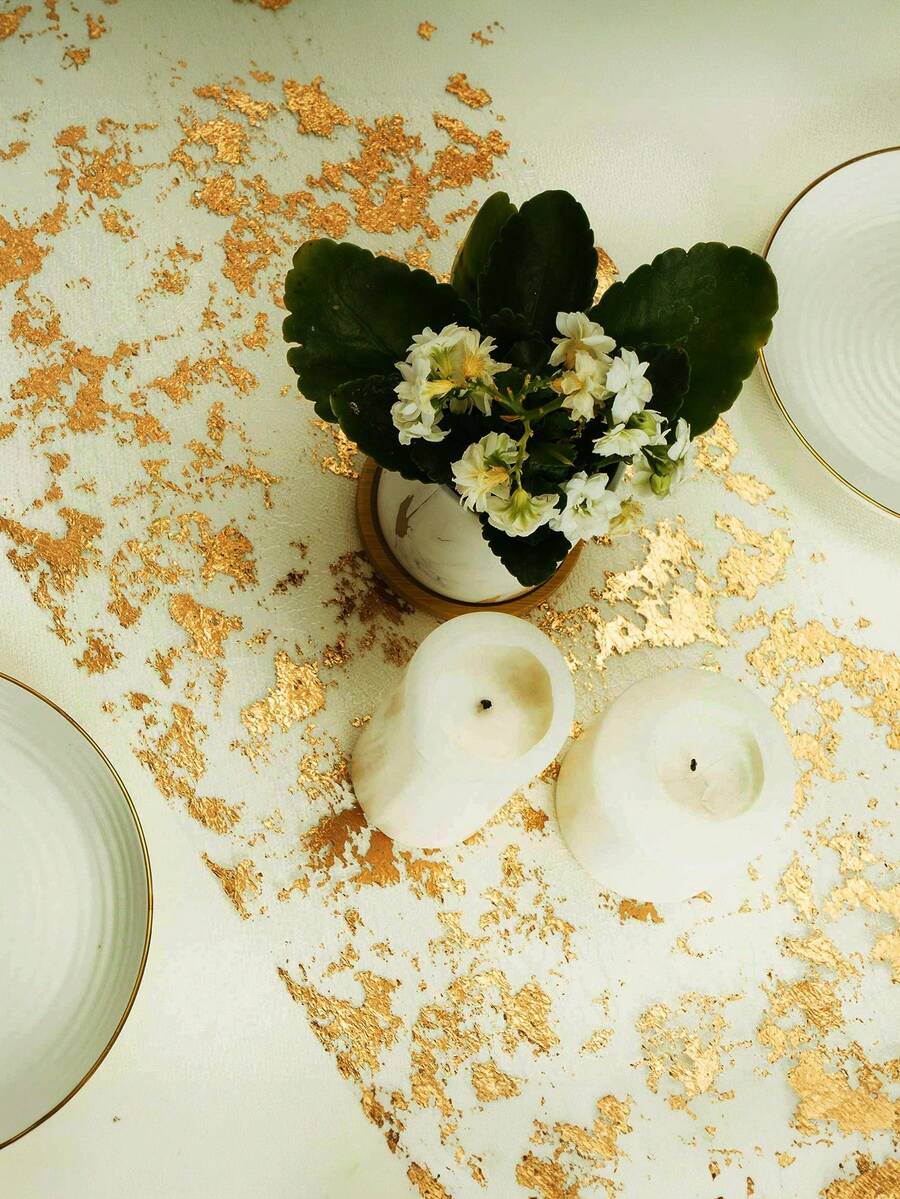 1Pc Gold Table Runner, Glitter Metallic Foil Thin Mesh Table Runners ...