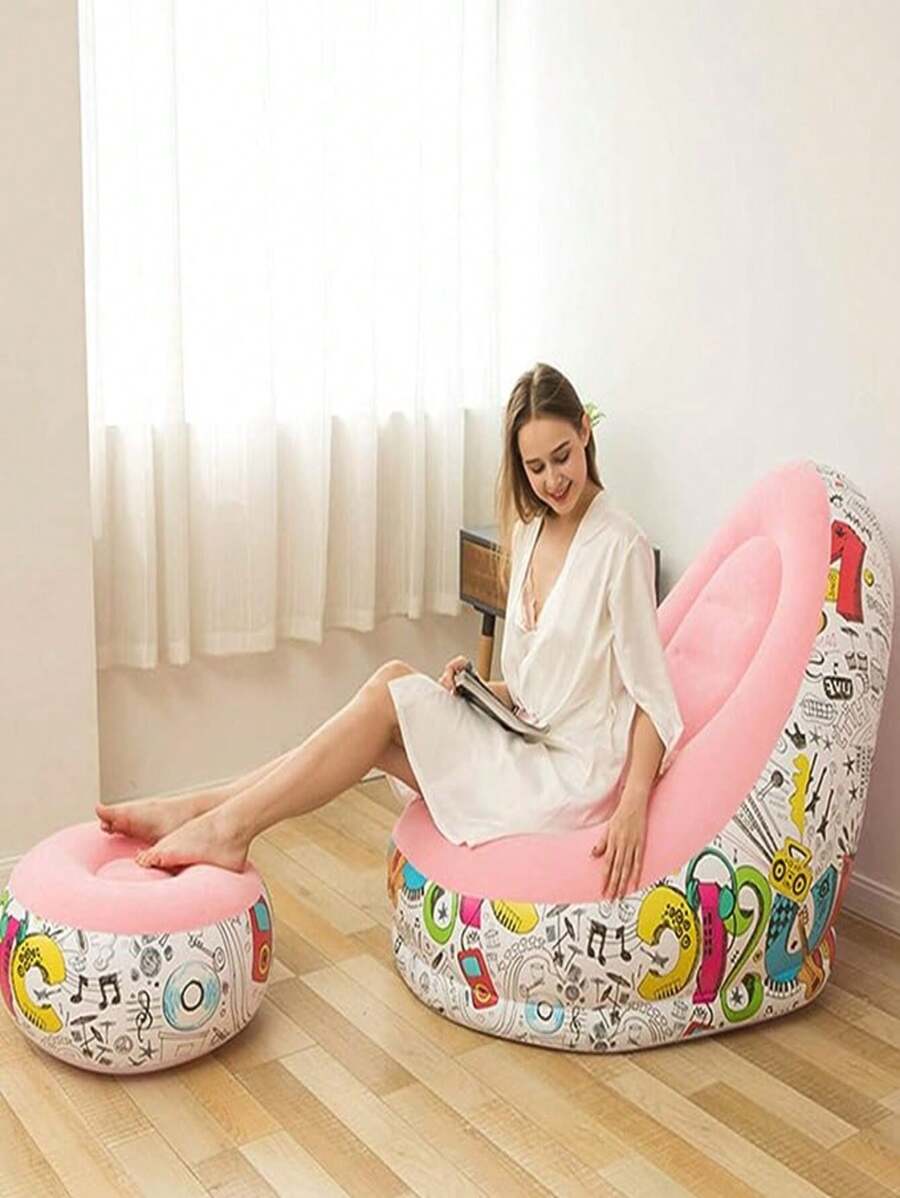 Inflatable Armchair, PVC Flocking Portable Inflatable Sofa, Comfortable ...