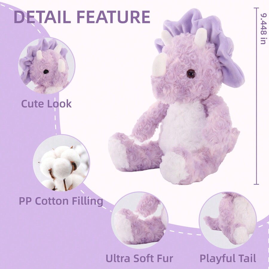 VANLINNY Cute Purple Stuffed , Soft Cuddly Plush Toy For Kids ...