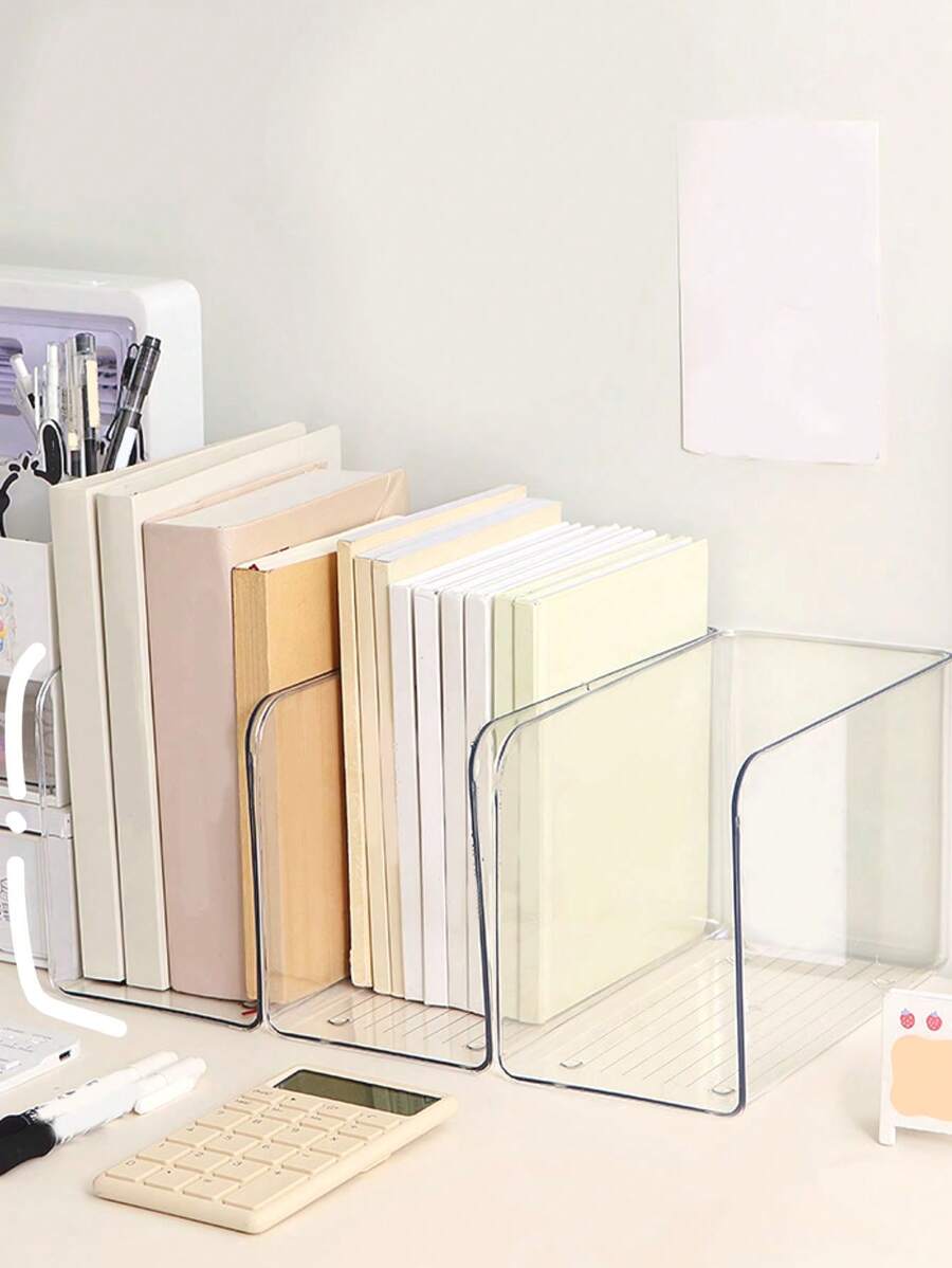 Transparent Acrylic Book Stand, Desktop Book File Storage Divider ...