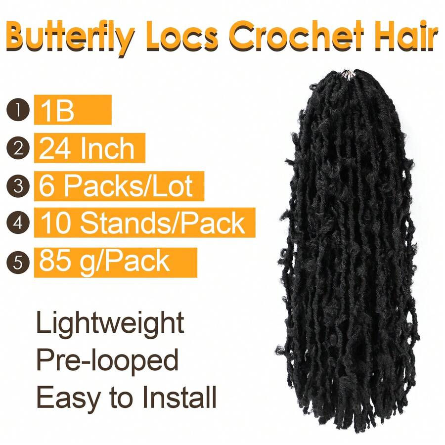 6 Packs Butterfly Locs Crochet Hair, 24 Inch Distressed Locs Crochet ...
