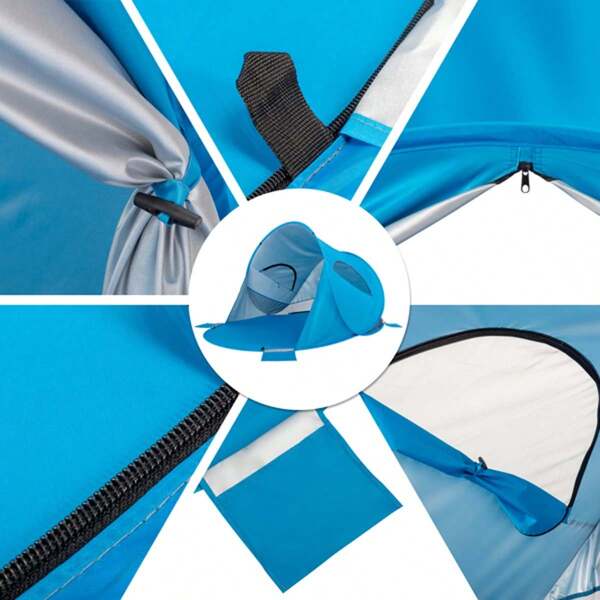 221*160*118cm Fiber Pole Polyester Fabric Boat Shape Beach Awning Blue ...