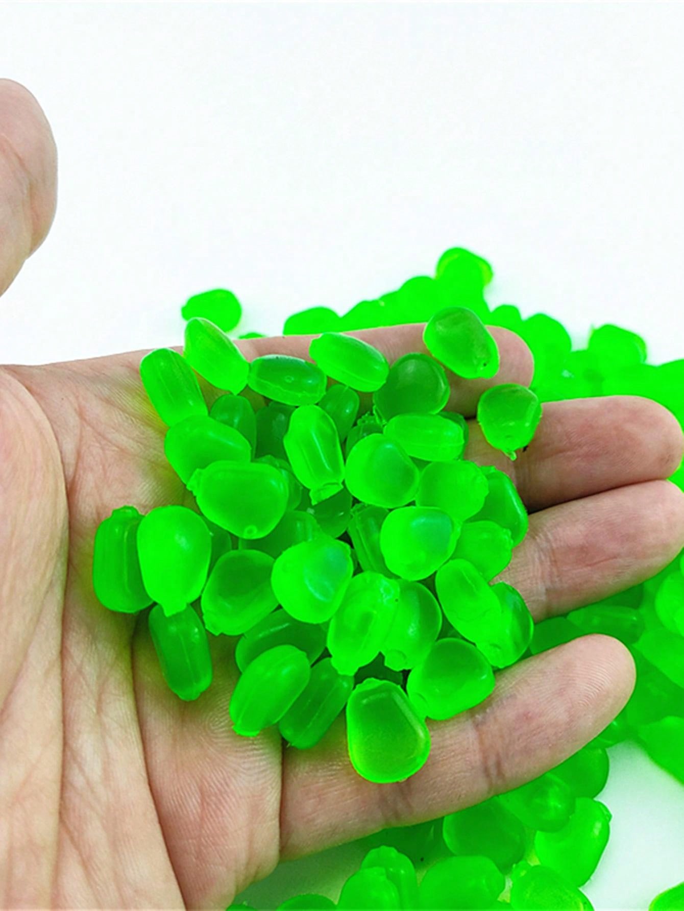 1box 100pcs Green Fishing Corn Shaped Silicone Soft Bait For Fishing ...