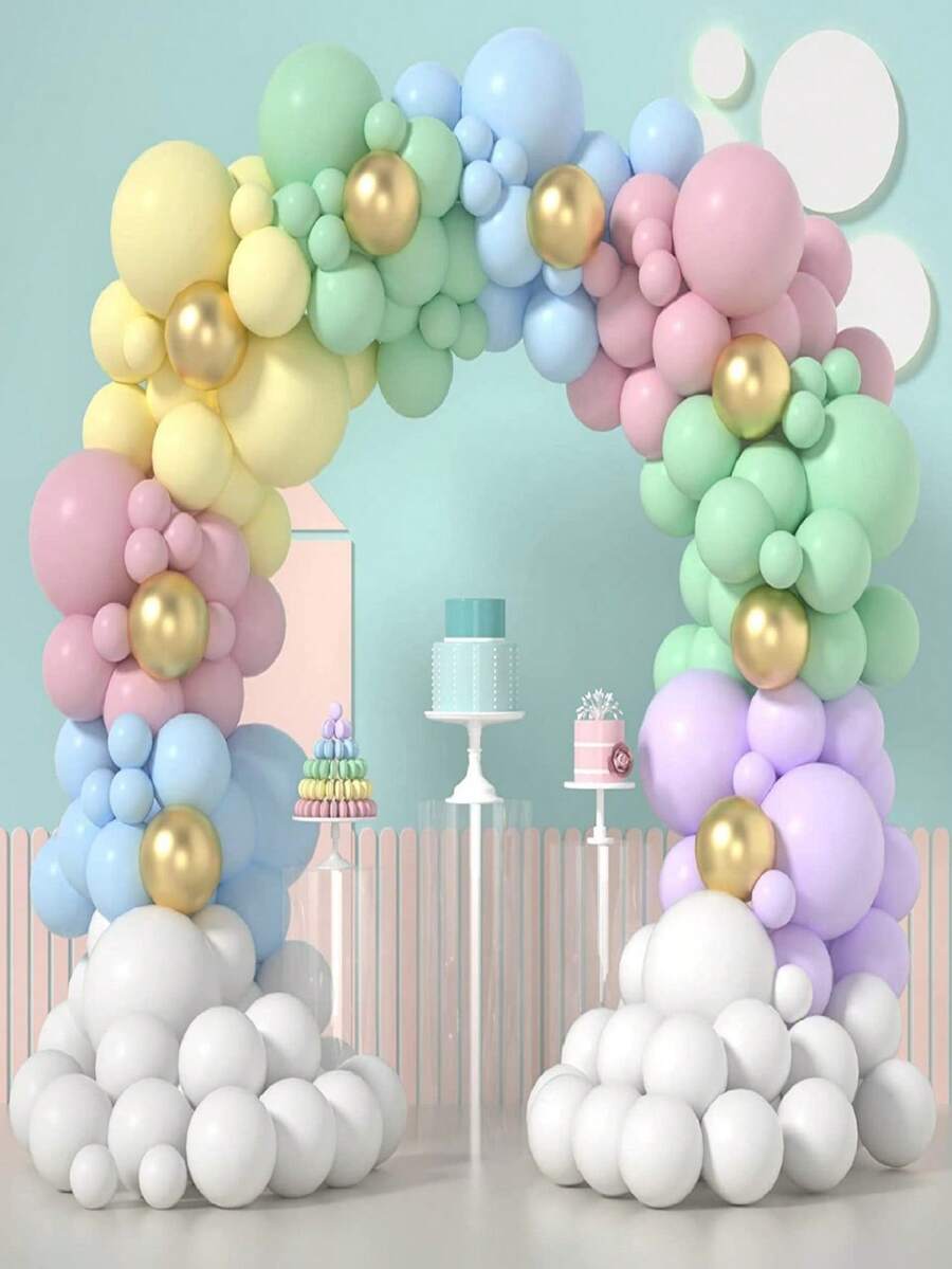 134pcs Macaron Colored Balloon Set, Including Balloon Garland, Balloon ...
