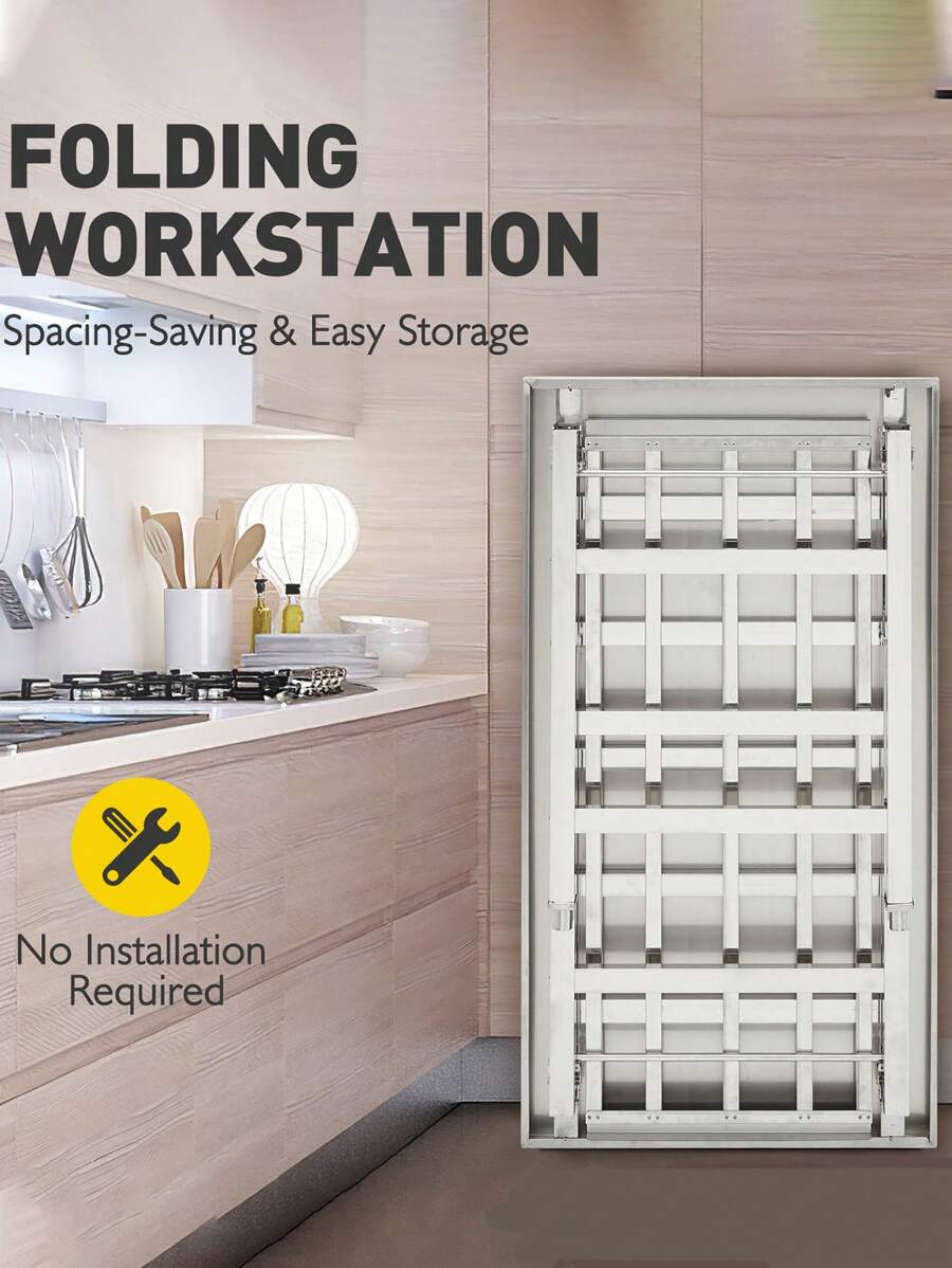 Stainless Steel Table, 60 x 24 Inches Folding Heavy Duty Table for ...