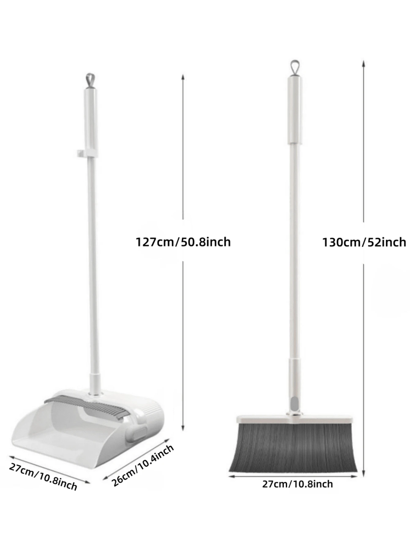 1Pack Broom and Dustpan Comb Set for Home Super Long Handle,Upright Standing Dustpan for Home ...