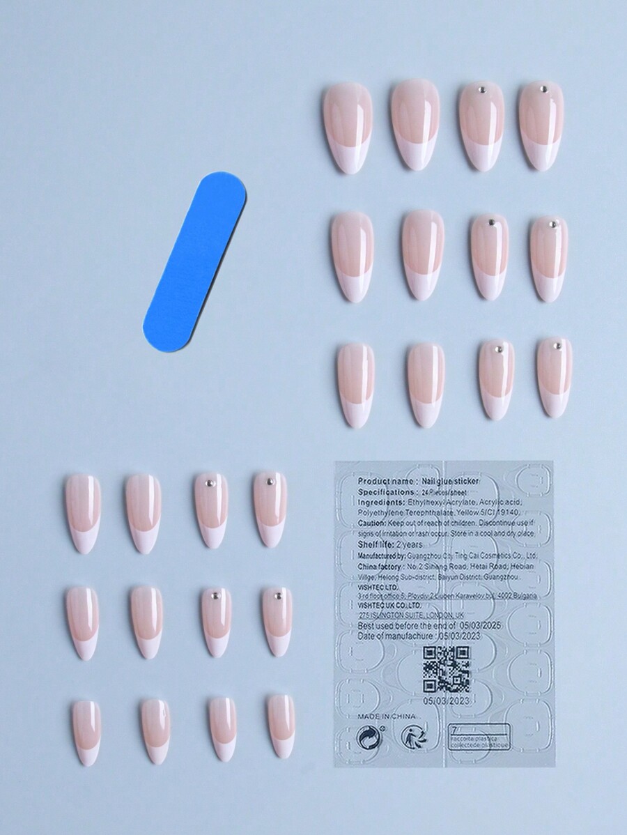 Elevate Your Style With 24pcs Timeless Jewels Long Almond Rhinestone ...