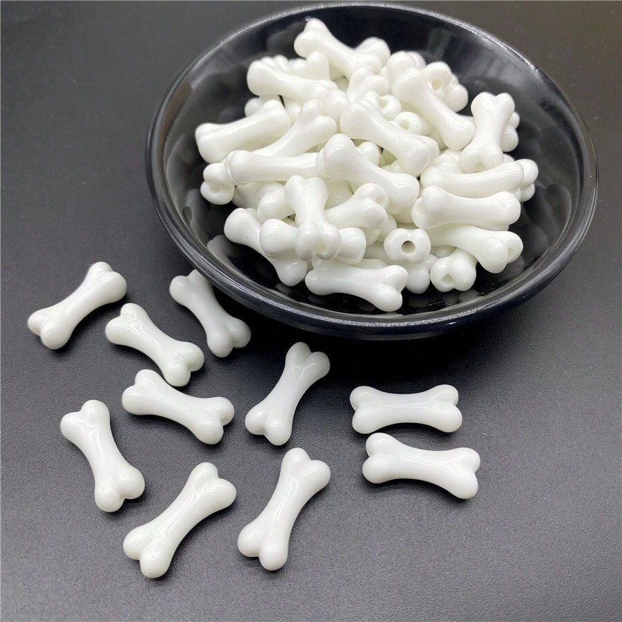 20pcs 9x20mm Bone Shaped Acrylic Beads For Necklace, Bracelet, Earring ...