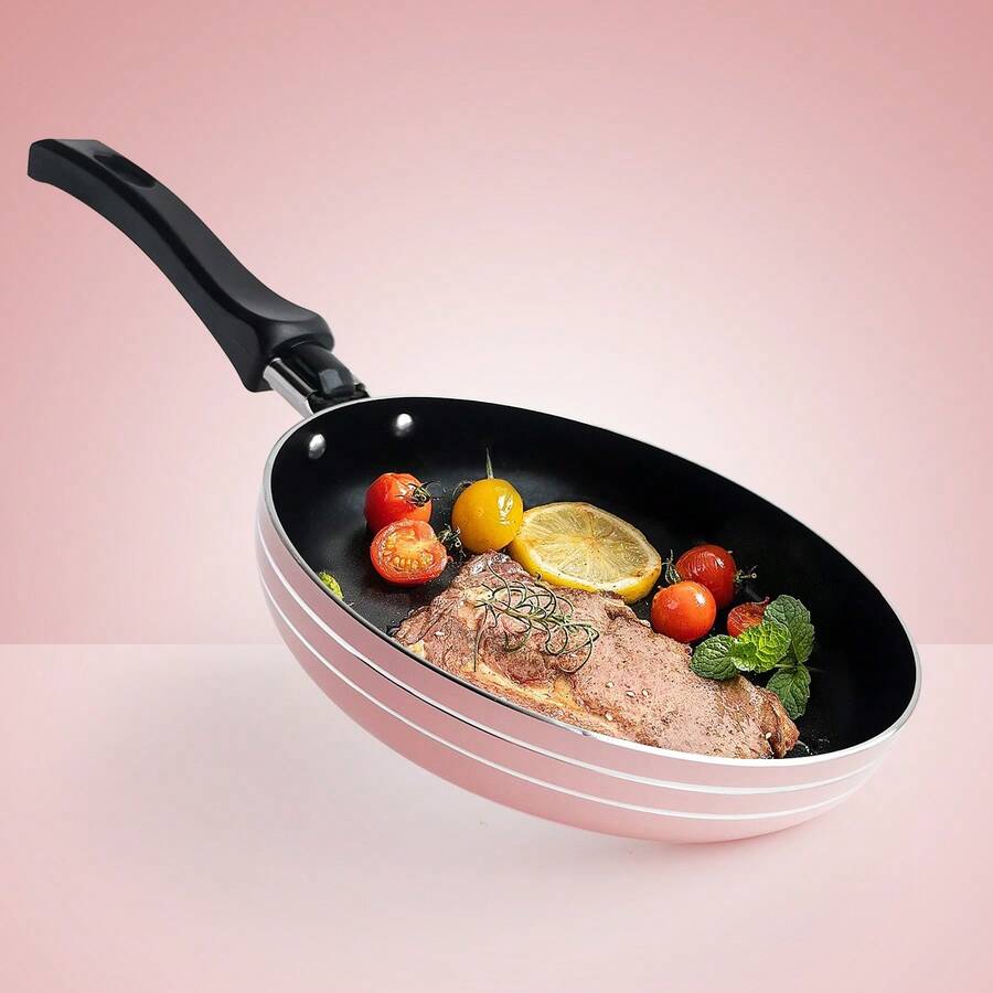 Cute Pink 6.5inch Non-Stick Soup Pan Frying Pan Flat Cookware Kitchen ...