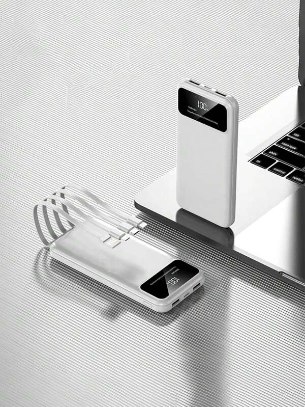 White Color Super Fast Charging 10000mah Power Bank With Built-in 4 ...