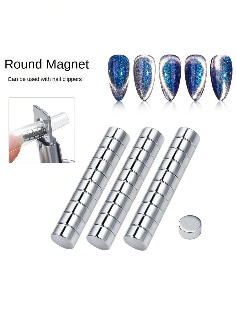 10Pcs/Pack Multi-Functional Magnetic Cat Eye Nail Art Magnet, Round & Strong Cylinder Shaped ...