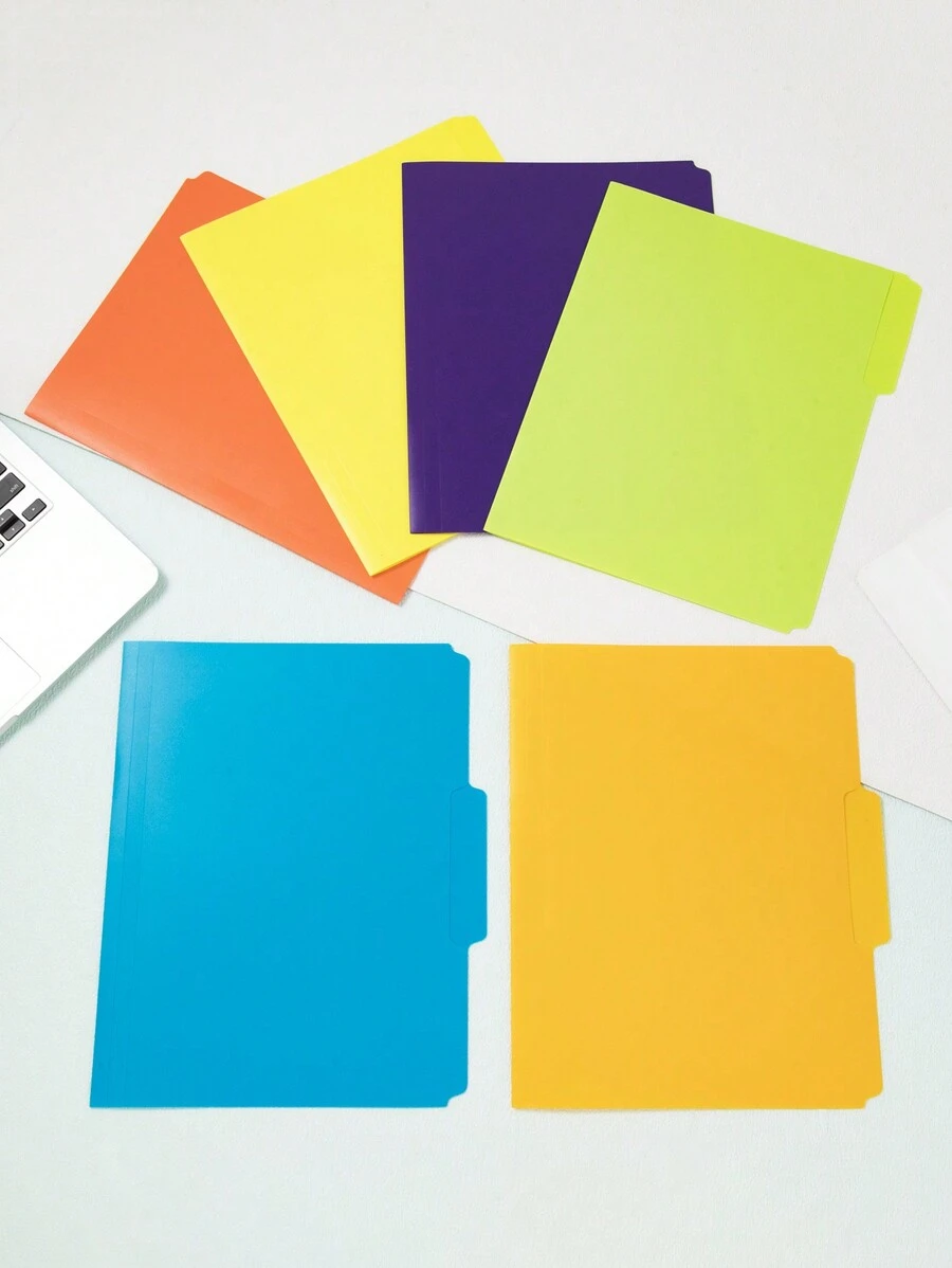 6pcs Plastic File Folders With Adhesive Labels, Heavy Duty Colorful ...