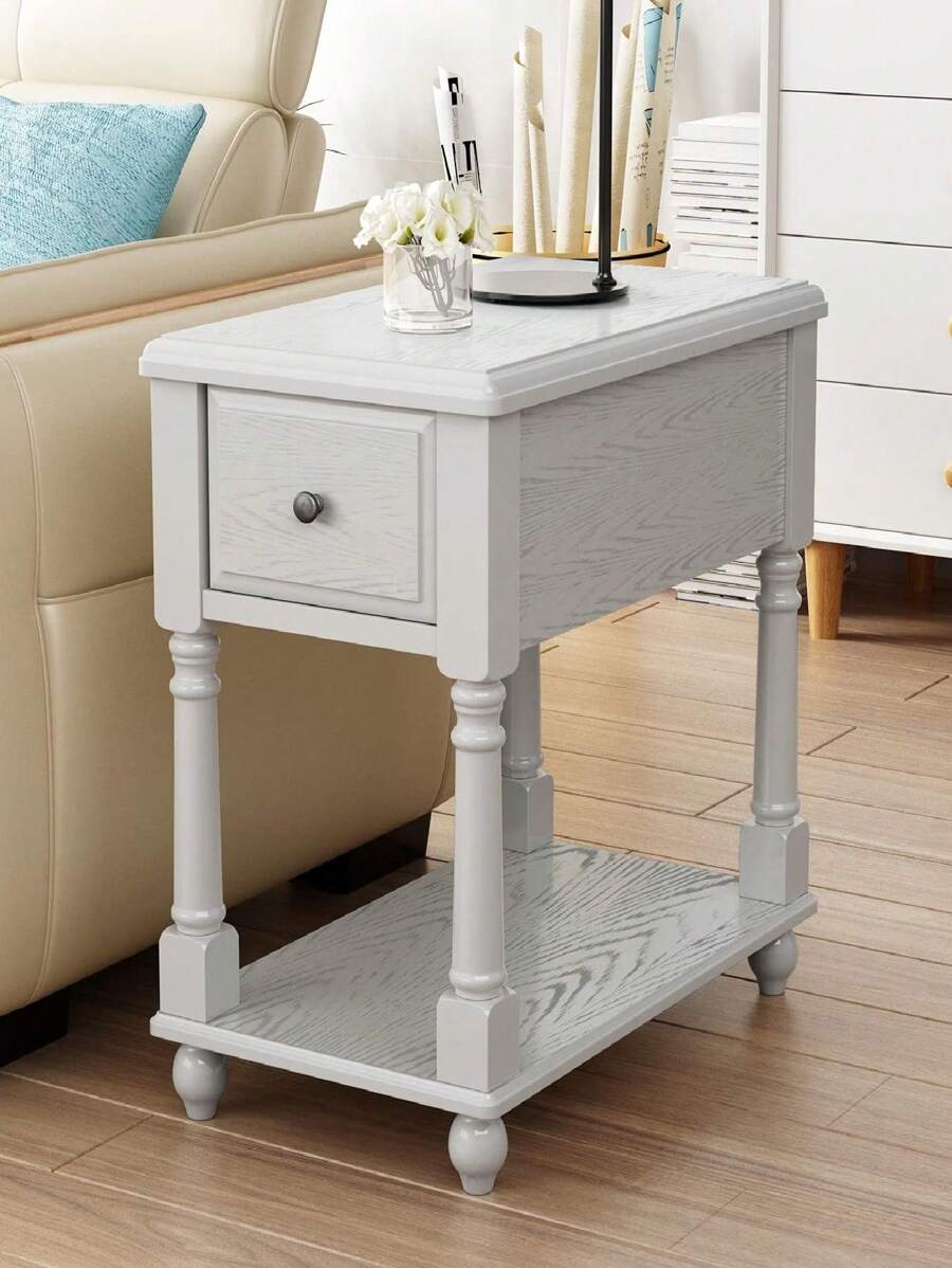 End Table with Drawer, Solid Wood 2 Tier End Side Table | SHEIN USA