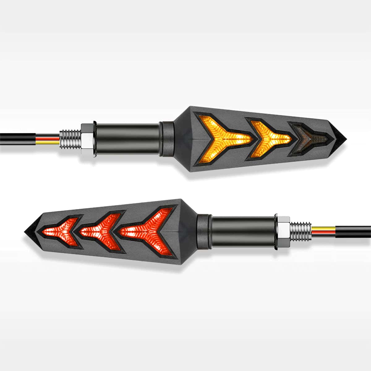 1 Pair Motorcycle Turn Signal Light Yellow & Red Led Sequential Flowing ...