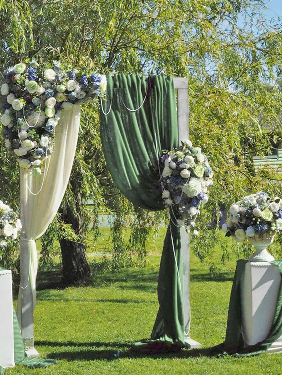 1pc Sheer Wedding Arch Decoration Backdrop Cloth, Light Green Netting ...