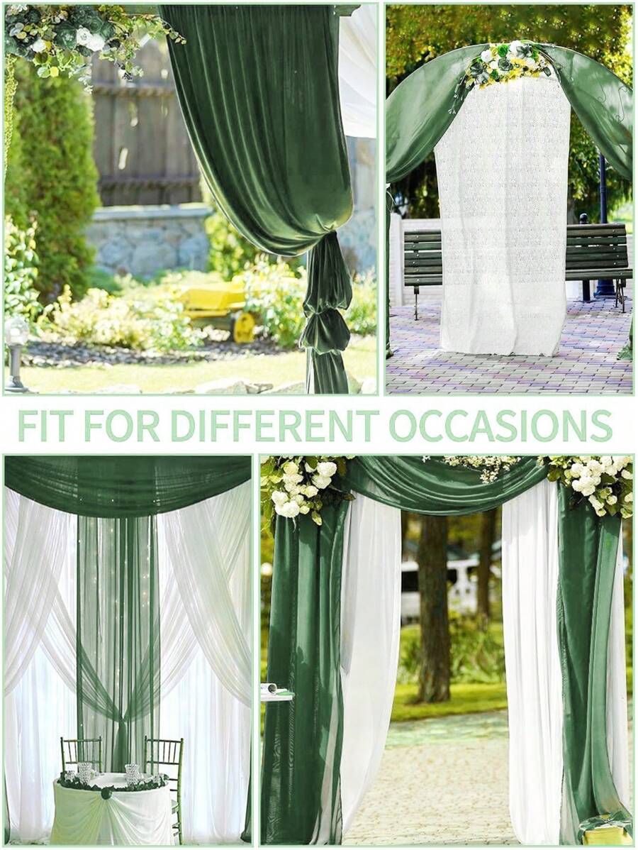 1pc Sheer Wedding Arch Decoration Backdrop Cloth, Light Green Netting ...
