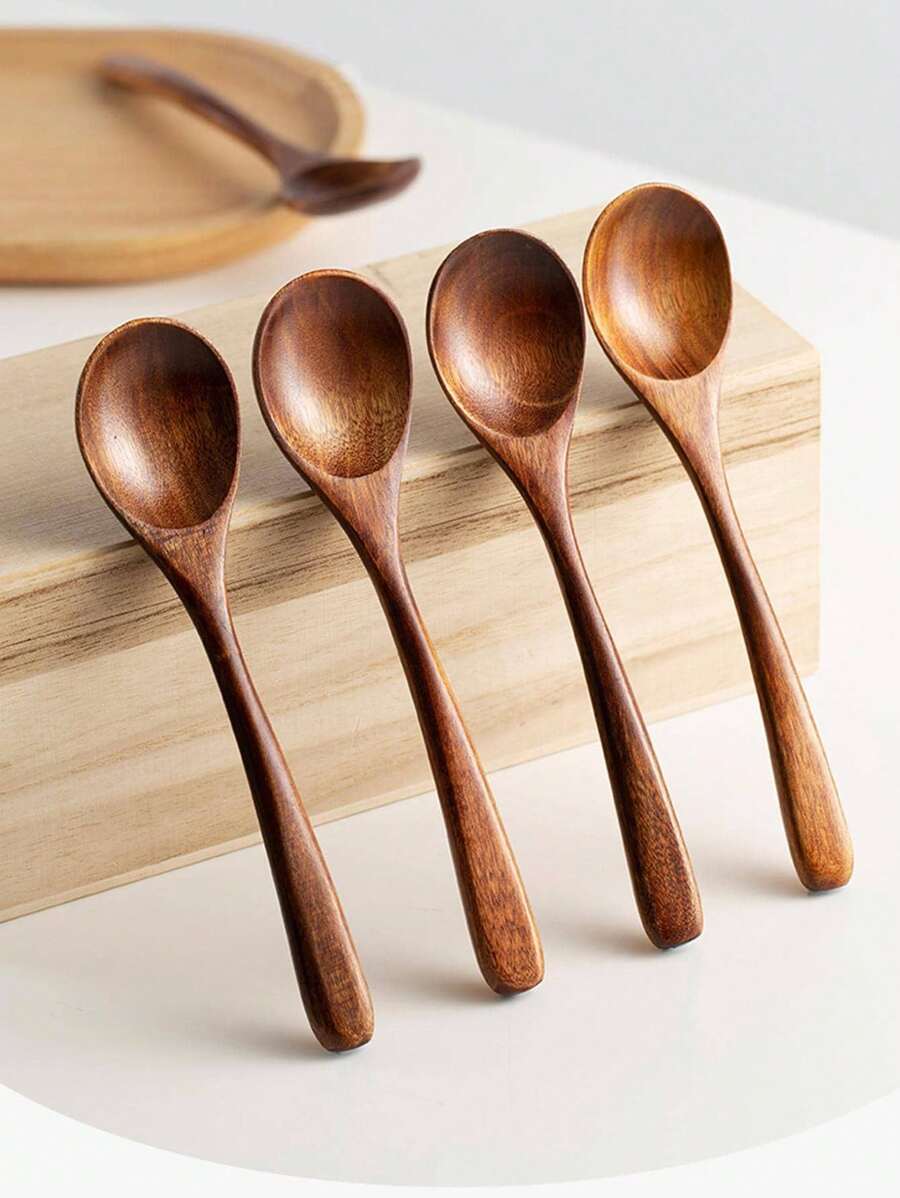 4pcs Small Wooden Spoons, 7inch/18cm Honey Spoons For Tea, Exquisite ...
