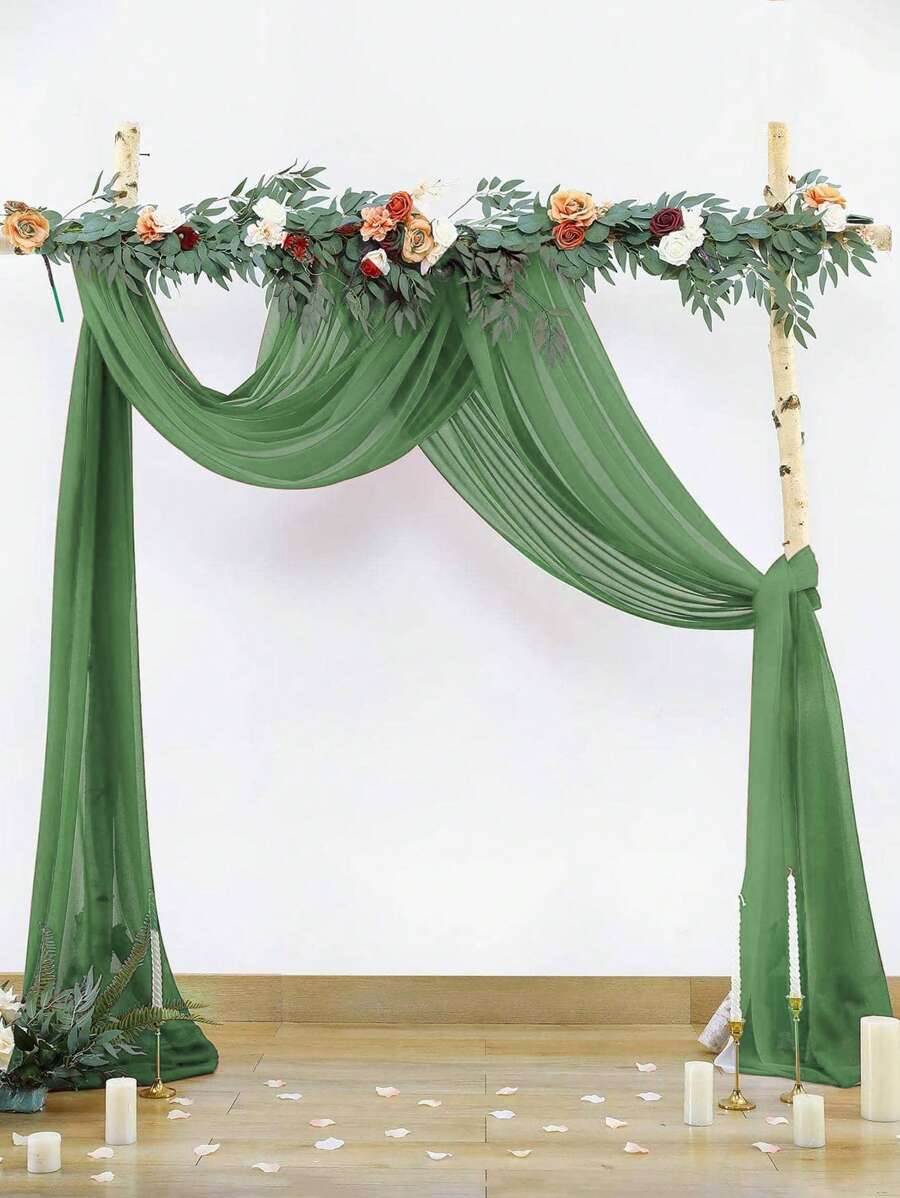 1pc Sheer Wedding Arch Decoration Backdrop Cloth, Light Green Netting ...