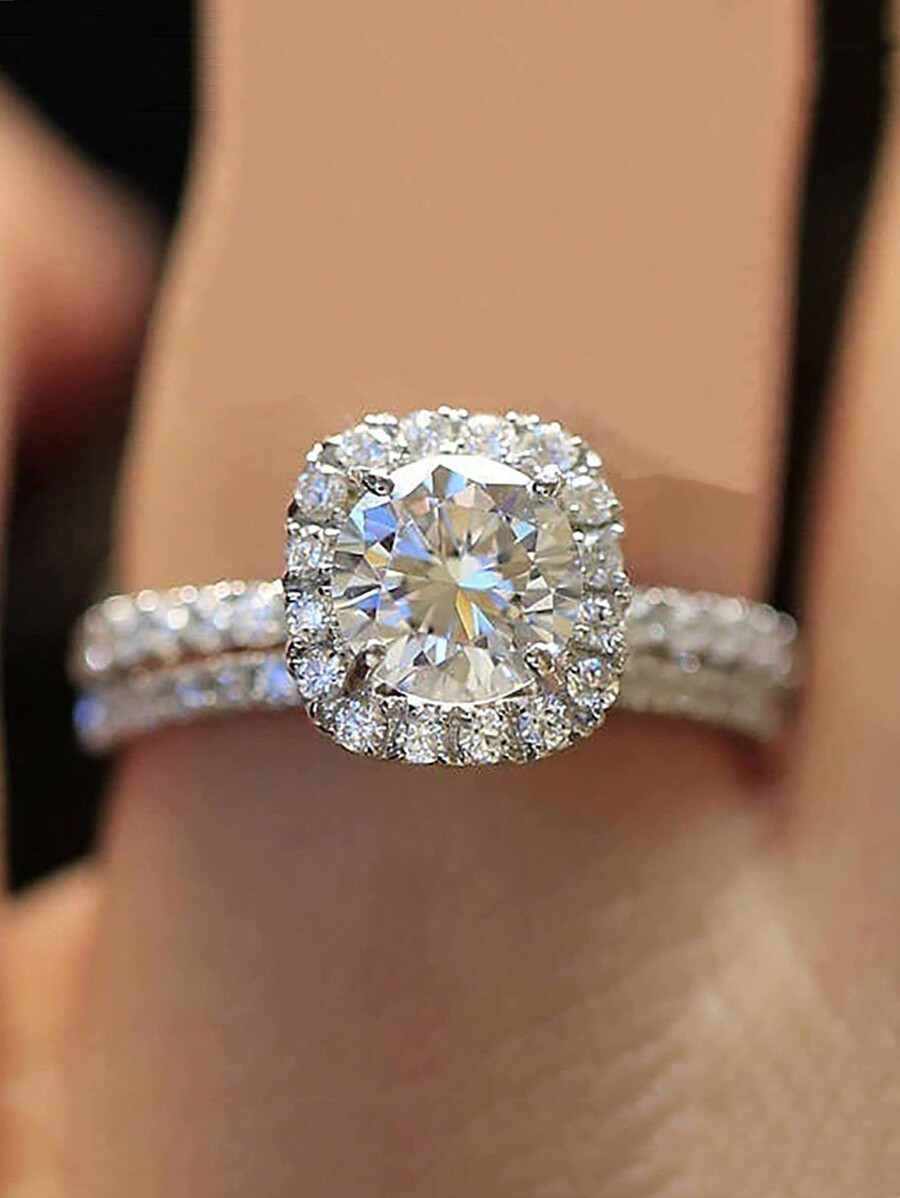 2 Pcs/set Elegant Women Fashion Wedding Jewelry Ring Set, Romantic ...