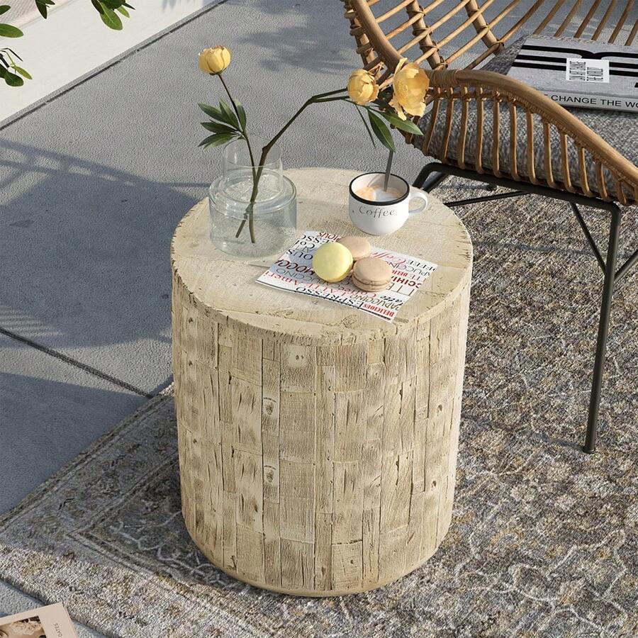 SUNBURY 15" Outdoor Side Table for Patio, Concrete Side Table Tree ...