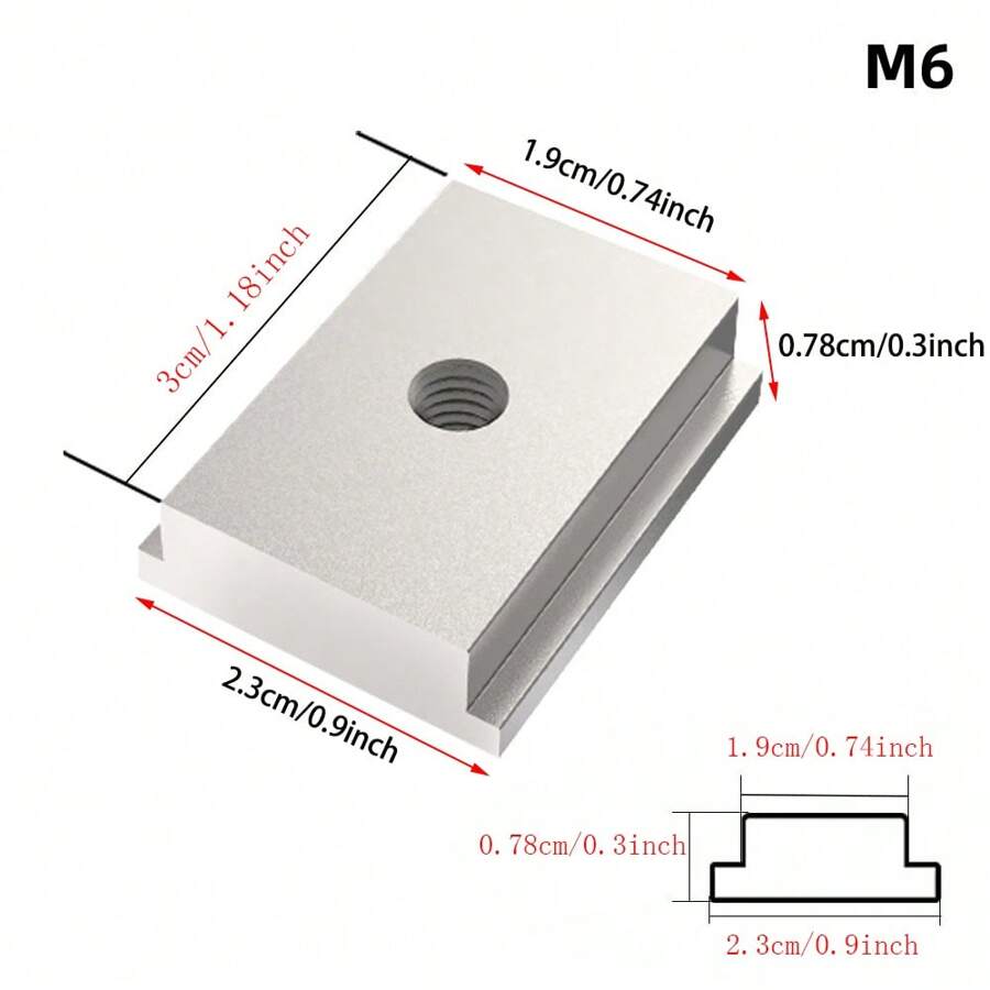 One Piece Silver Workbench M6/M8 T Slot Nut Bolts T-track Slider ...