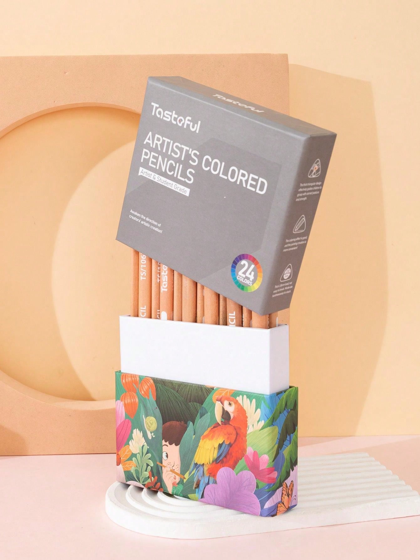 24-color Large Triangle Shaped Colored Pencils For Students Drawing ...