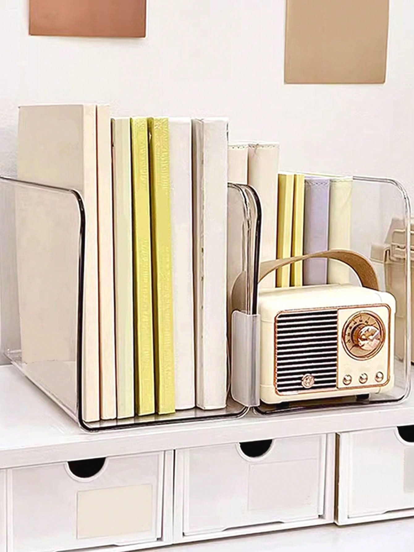 Transparent Acrylic Book Stand, Desktop Book File Storage Divider ...