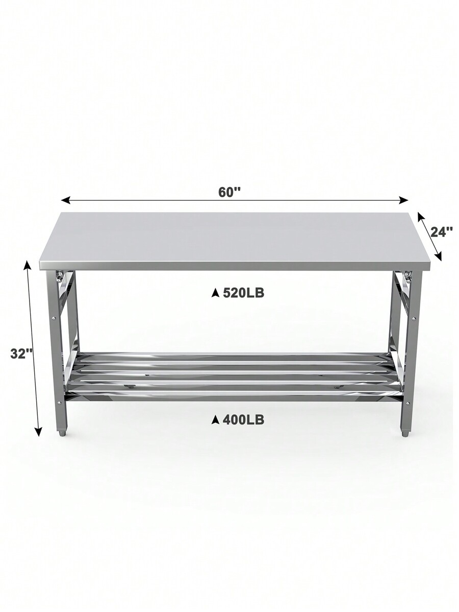 Stainless Steel Table, 60 x 24 Inches Folding Heavy Duty Table for ...