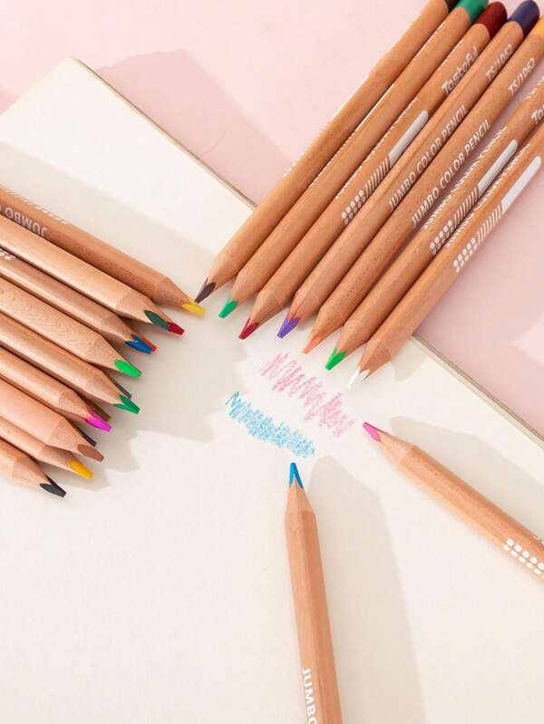 24-color Large Triangle Shaped Colored Pencils For Students Drawing ...