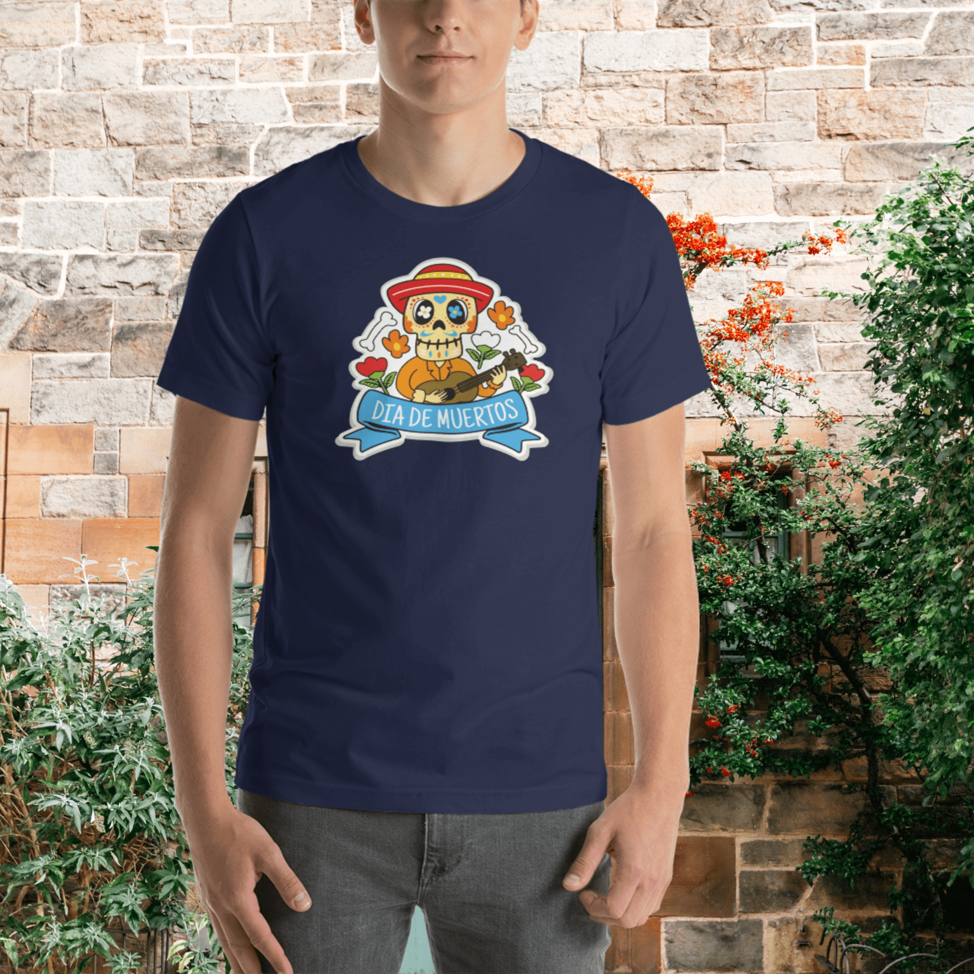 Playera de Hombre. "Calaca con guitarra". Celebrando día de muertos ...