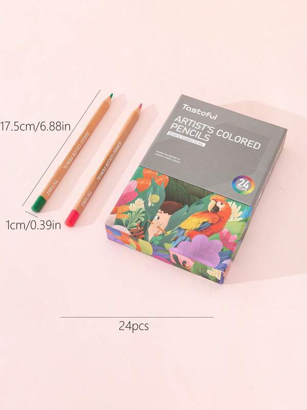 24-color Large Triangle Shaped Colored Pencils For Students Drawing ...