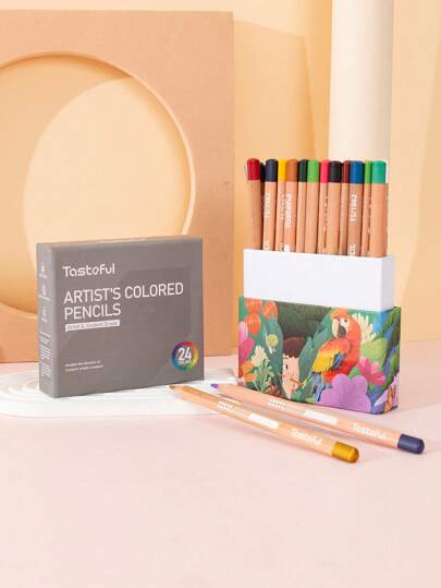 24-color Large Triangle Shaped Colored Pencils For Students Drawing ...