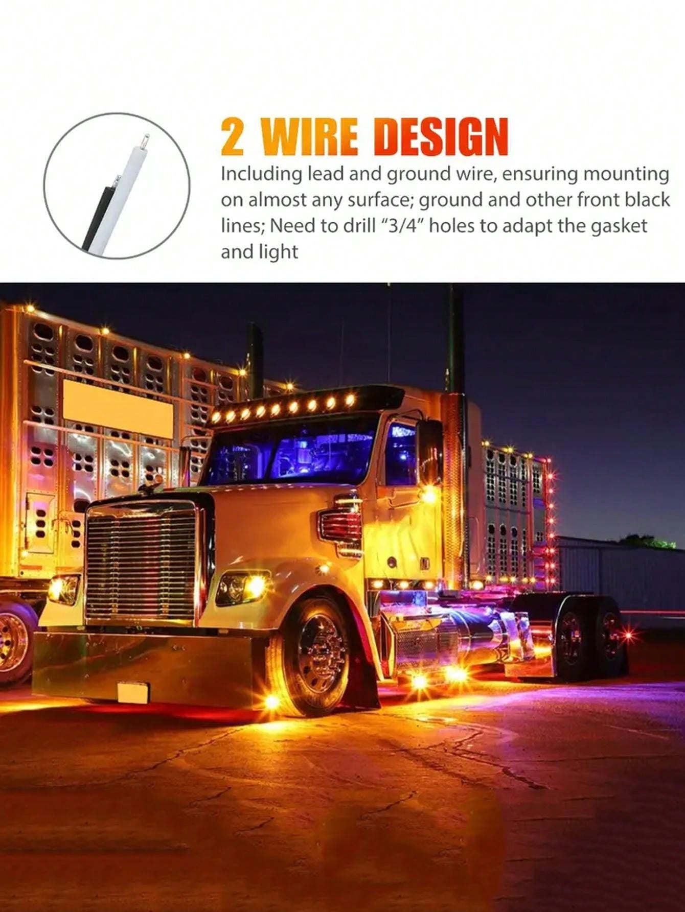 2pcs 12V round LED light truck trailer signal light wide light for ...