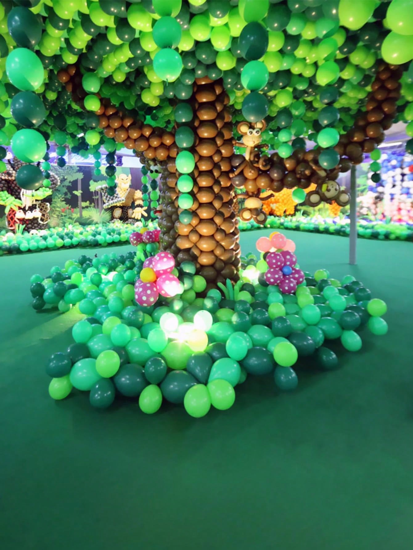 40pcs Green Balloon Set With Metallic & Patterned Balloons, Jungle Zoo ...