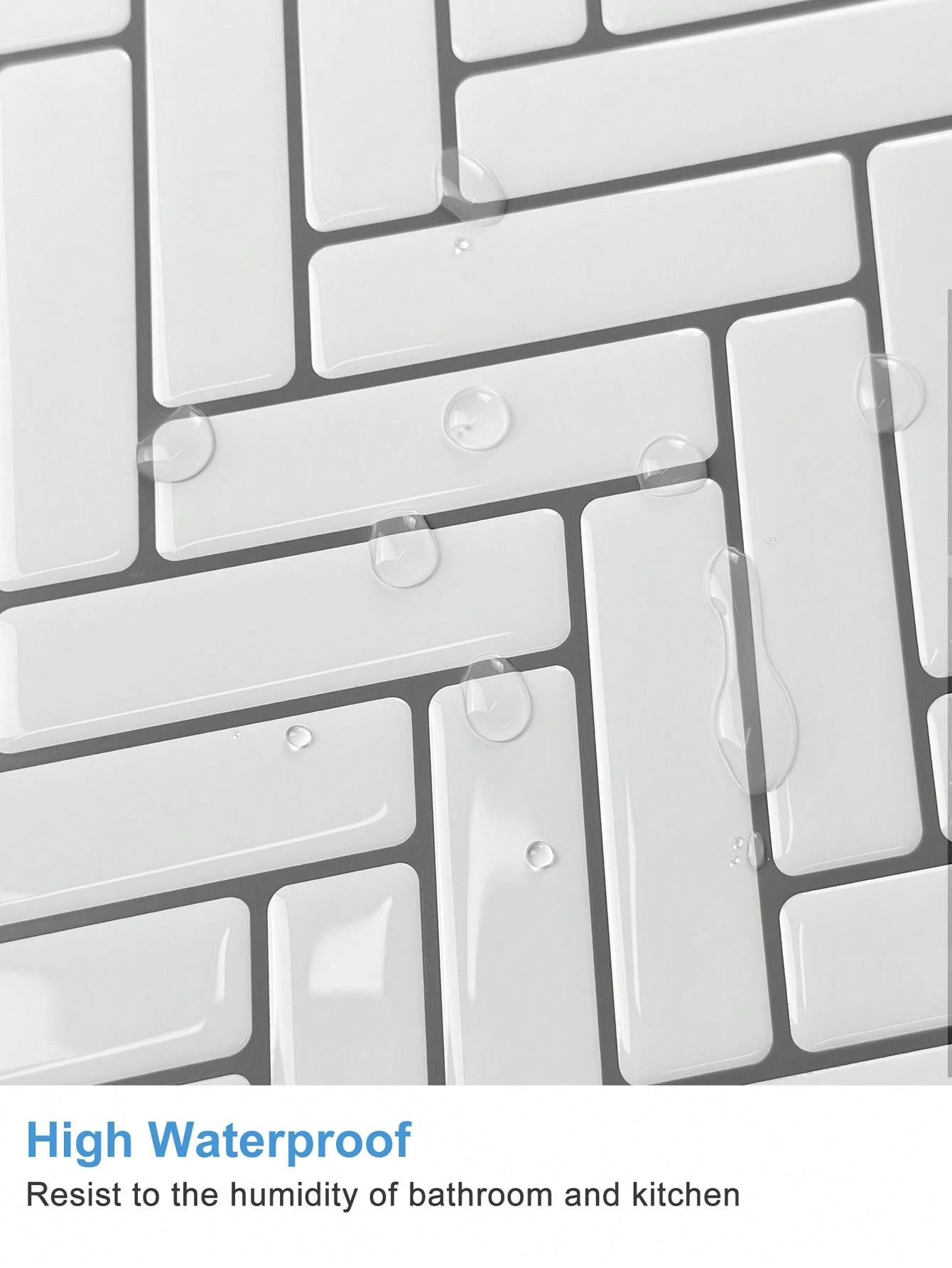 2-Sheet White Herringbone Tiles Peel and Stick Backsplash, Stick on ...