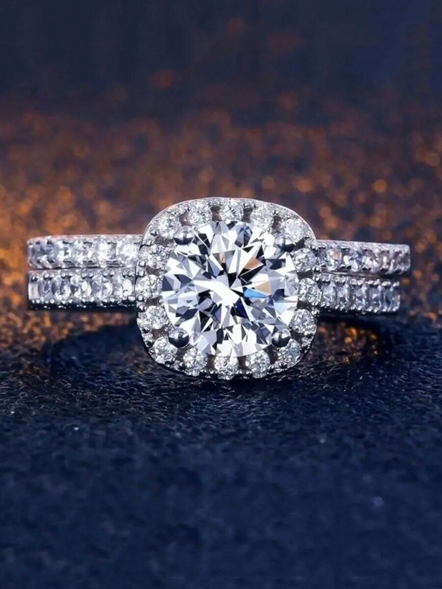 2 Pcs/set Elegant Women Fashion Wedding Jewelry Ring Set, Romantic ...