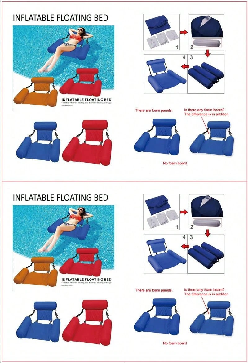 Inflatable Swimming Floating Water Bed Chair With Hammock Net, Backrest ...