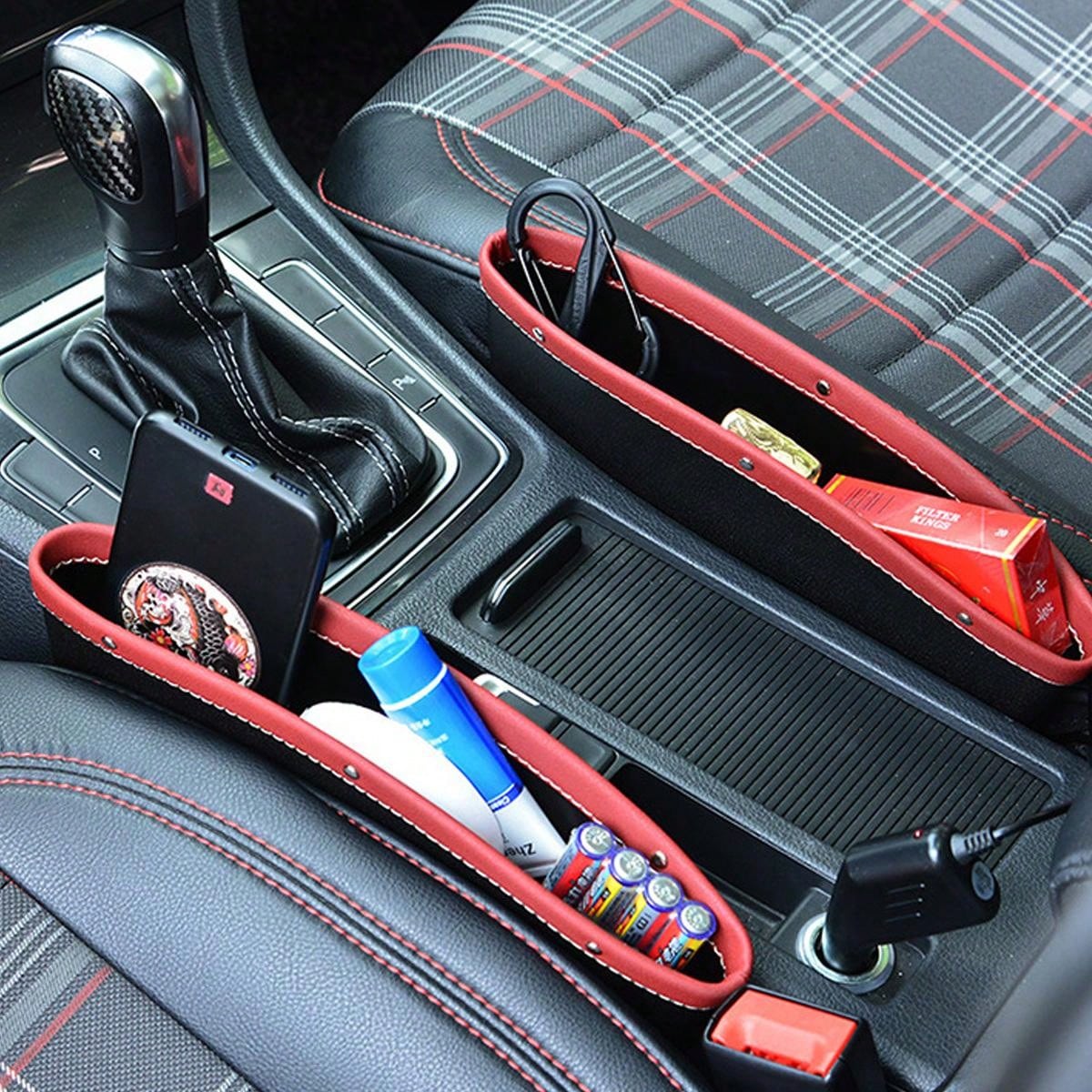 1pc Black Car Organizer Storage Bag PU Leather Material,Car Seat ...