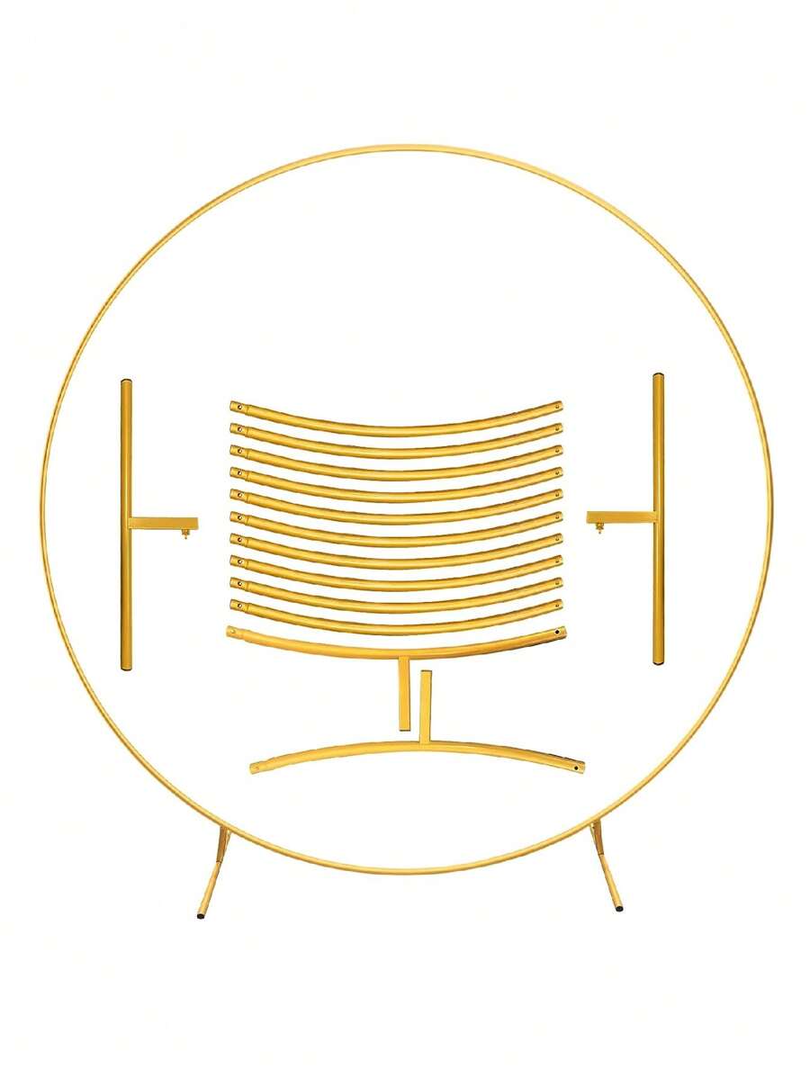 Round Arch Backdrop Stand 6.6FT Gold Circle Balloon Arch Frame Stand ...