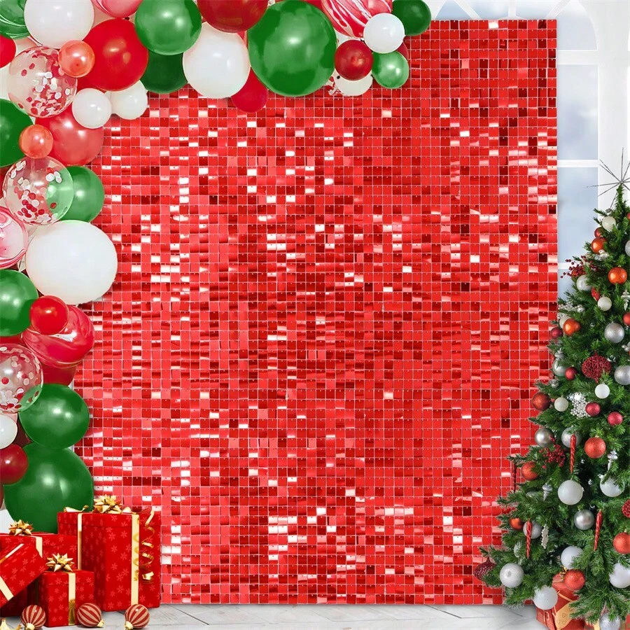 Shimmer Wall Backdrop Background for Christmas Backdrop Red Sequin ...