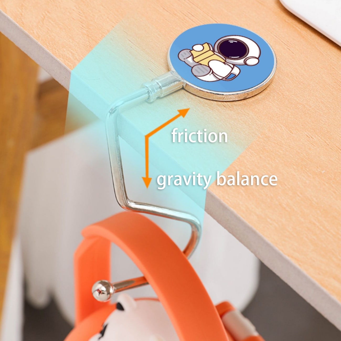 Gravity Balance Hook For Bags, Desk Side Hook For Student Bag Without ...
